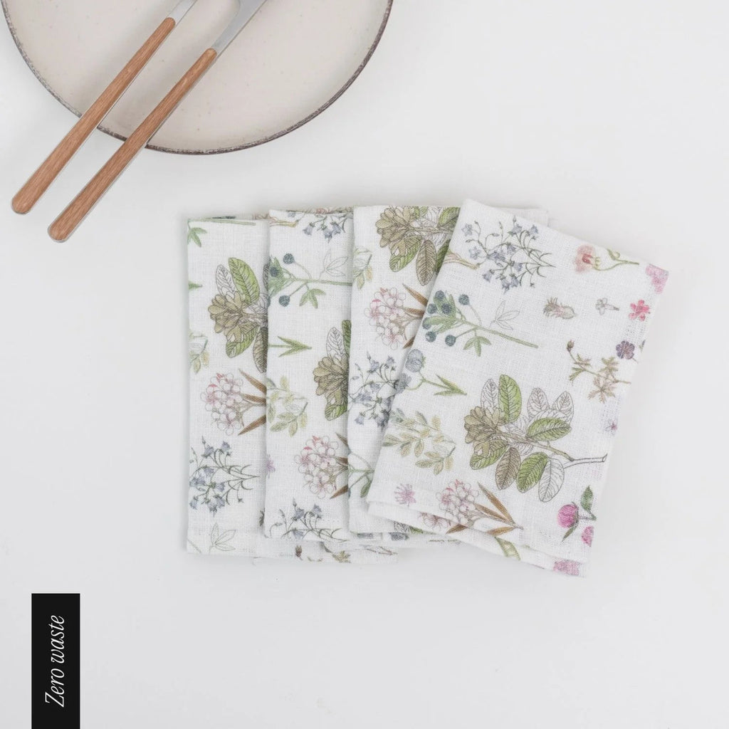 Zero Waste White Botany Linen Napkins Set of 4 – Linen Tales Global